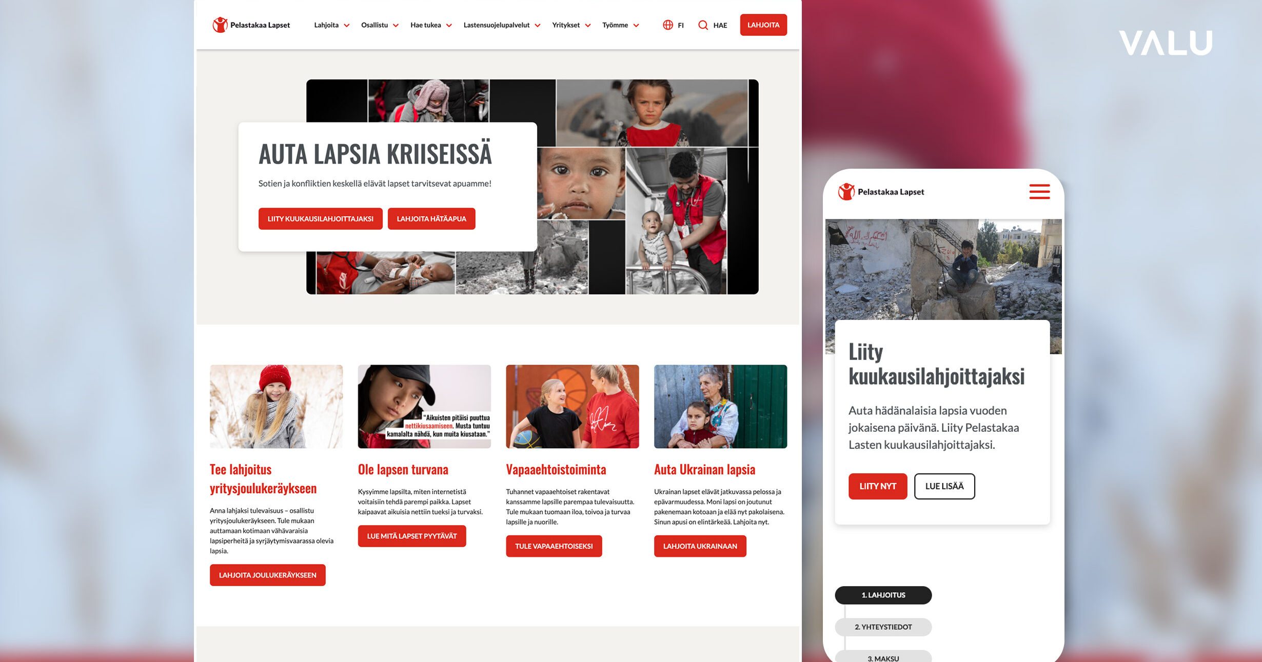 Pelastakaa Lapset -verkkosivuston uudistus